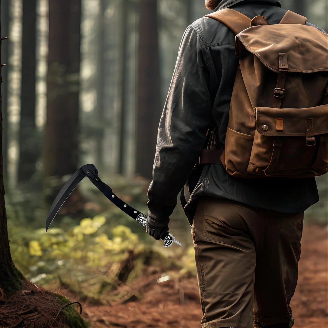 Outdoor Folding Sickle With Wooden Handle