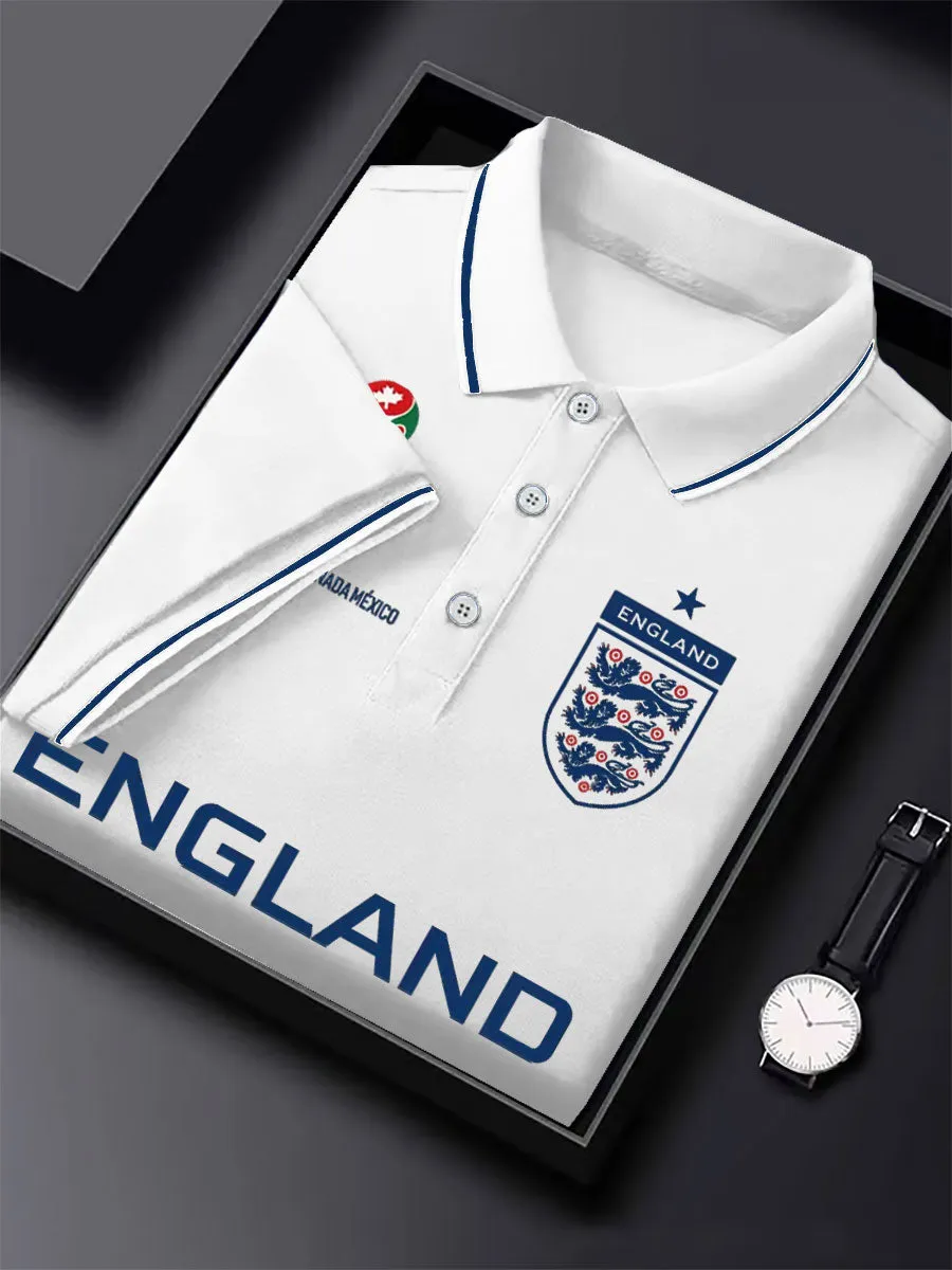 Men's UK Football Lover England 2026 Print Polo Shirt